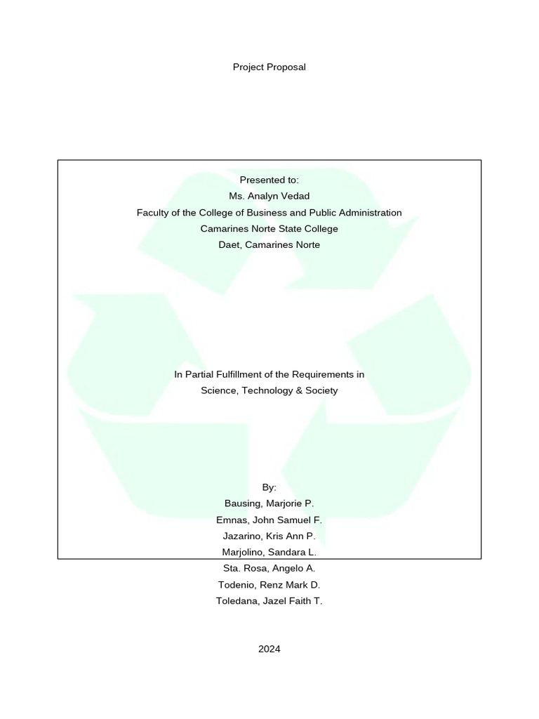 Project Proposal Automatic Recycle Master Bin 1 | PDF