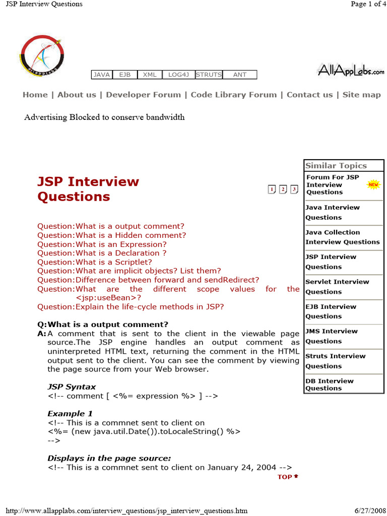 JSP Interview Questions | PDF