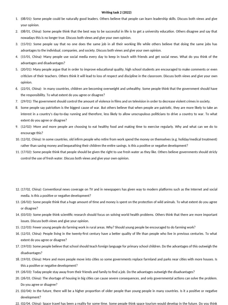 Writing task 2 2022 | PDF