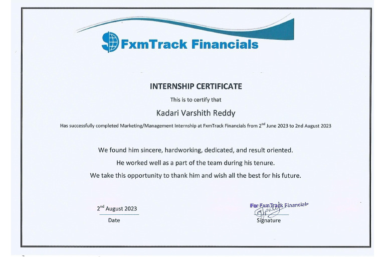 Certificate Kadari Varshith Reddy R1 | PDF
