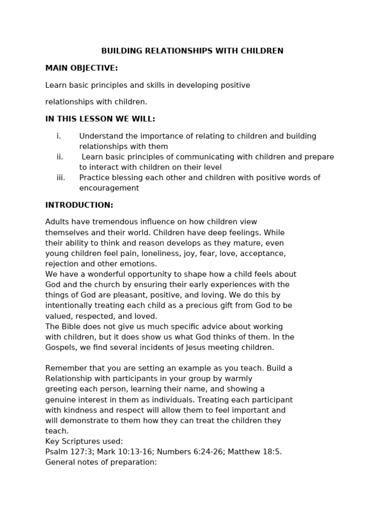 Building Relationships With Children | PDF