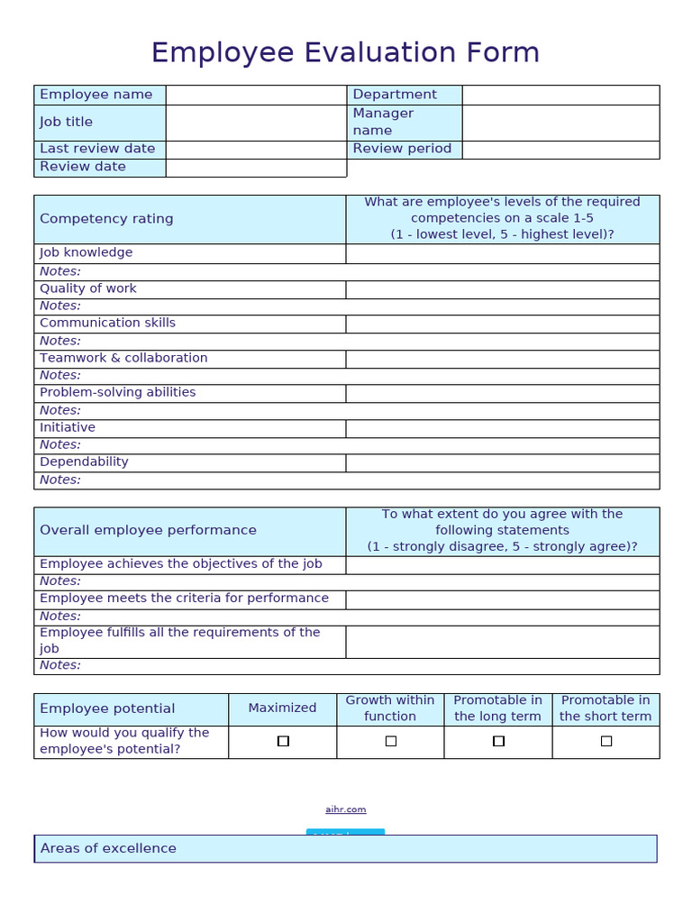 Employee Evaluation Template | PDF