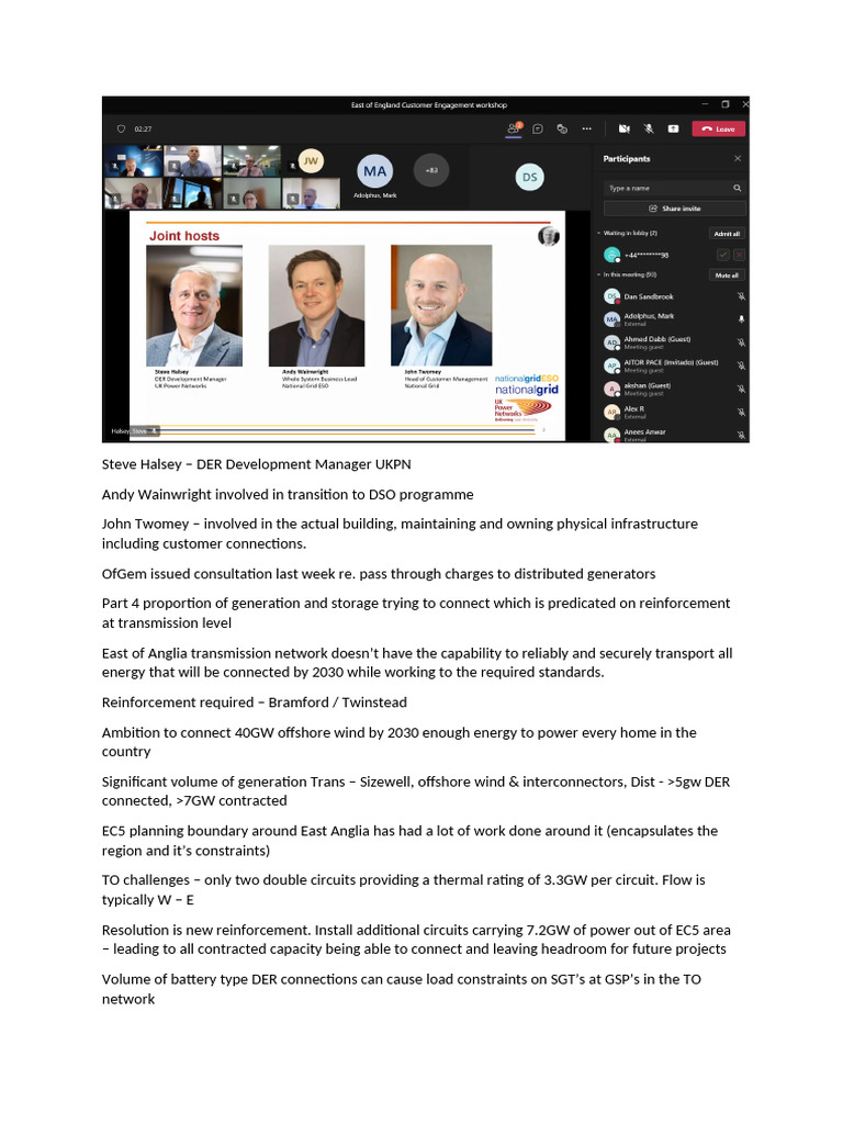 UKPN East of England Customer Engagement Workshop Notes | PDF