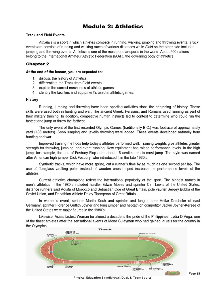 PE 3 Module 2 Chapter 2 Athletics - 101836 | PDF | Track And Field ...