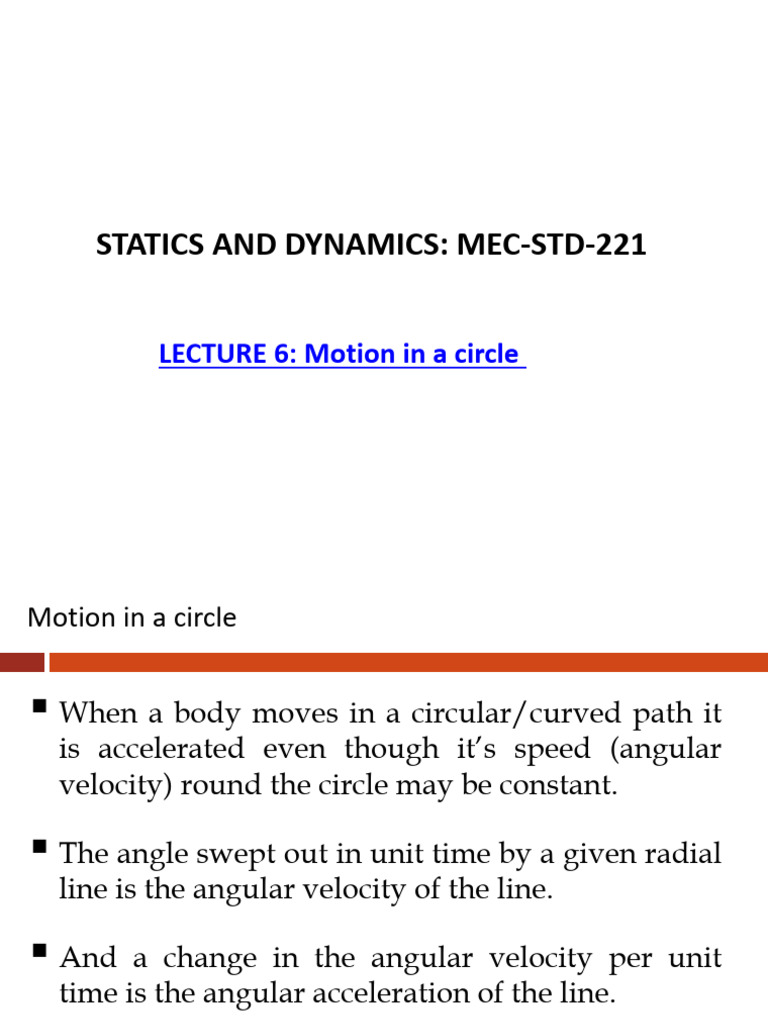 LECTURE 6 - Circular motion | PDF