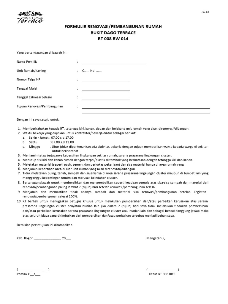 Form Renovasi | PDF