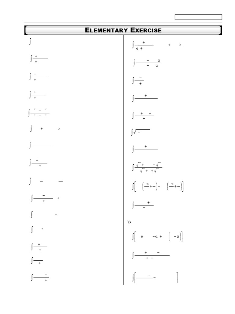 Indefinite Integration-Elementary Assignment | PDF