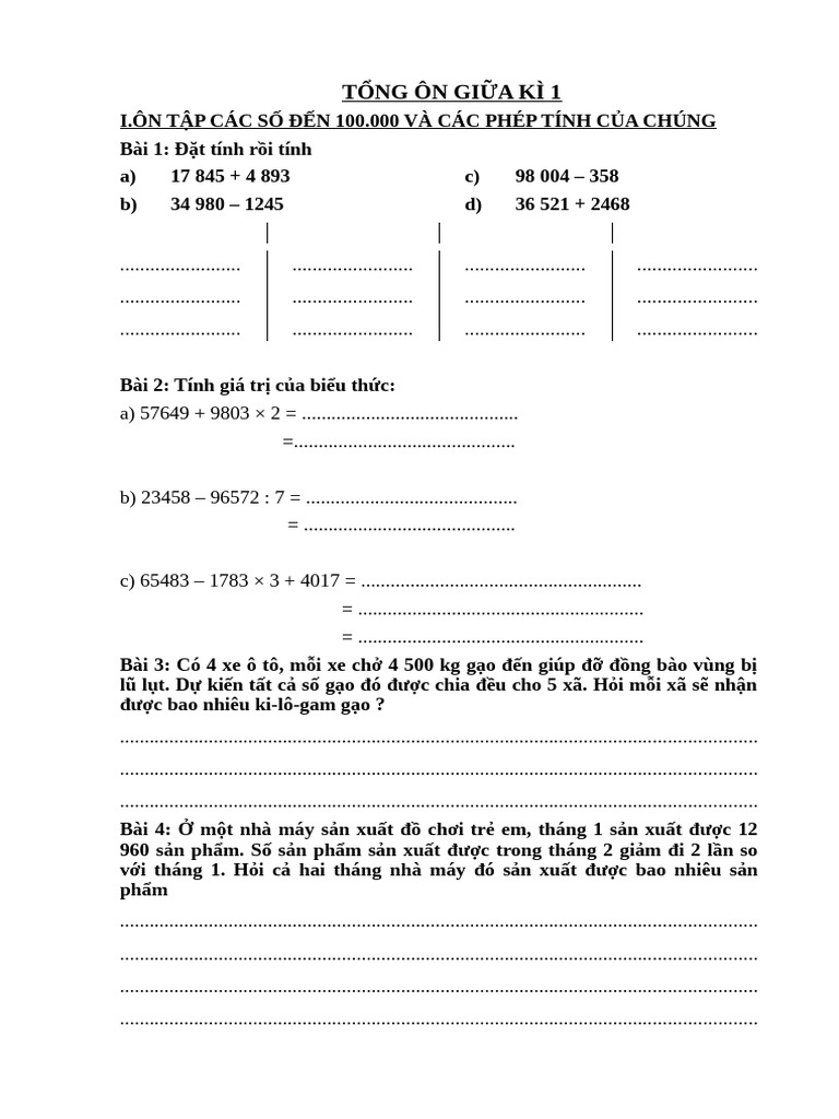 T NG Ôn Gi A Kì 1 | PDF