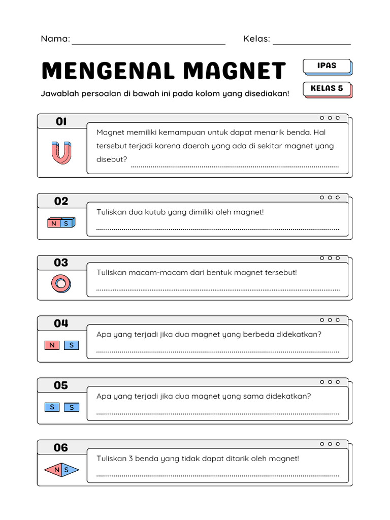 Magnet IPAS Lembar Kerja Pendidikan Merah Biru Garis Rapi Sederhana | PDF