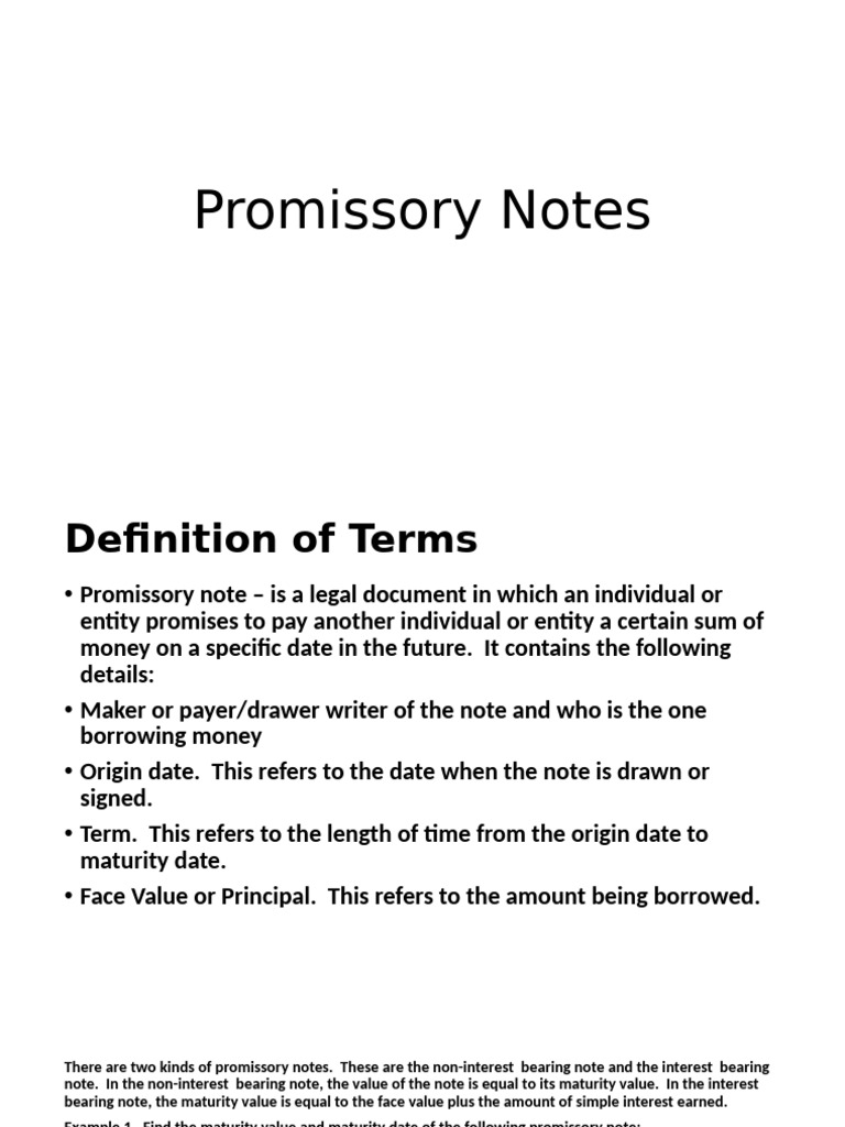 Ppt On Promissory Notes Pdf
