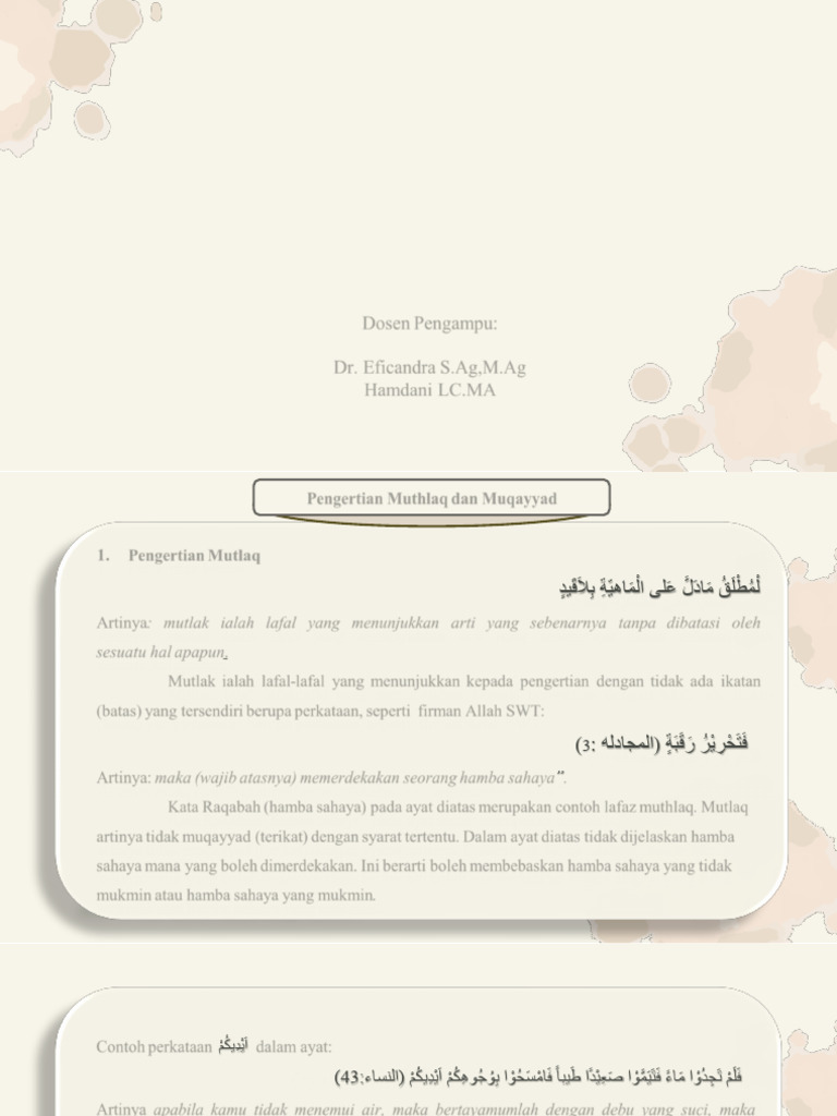 Kaidah Mutlaq dan Muqayyad | PDF | Sharia | Islamic Jurisprudence