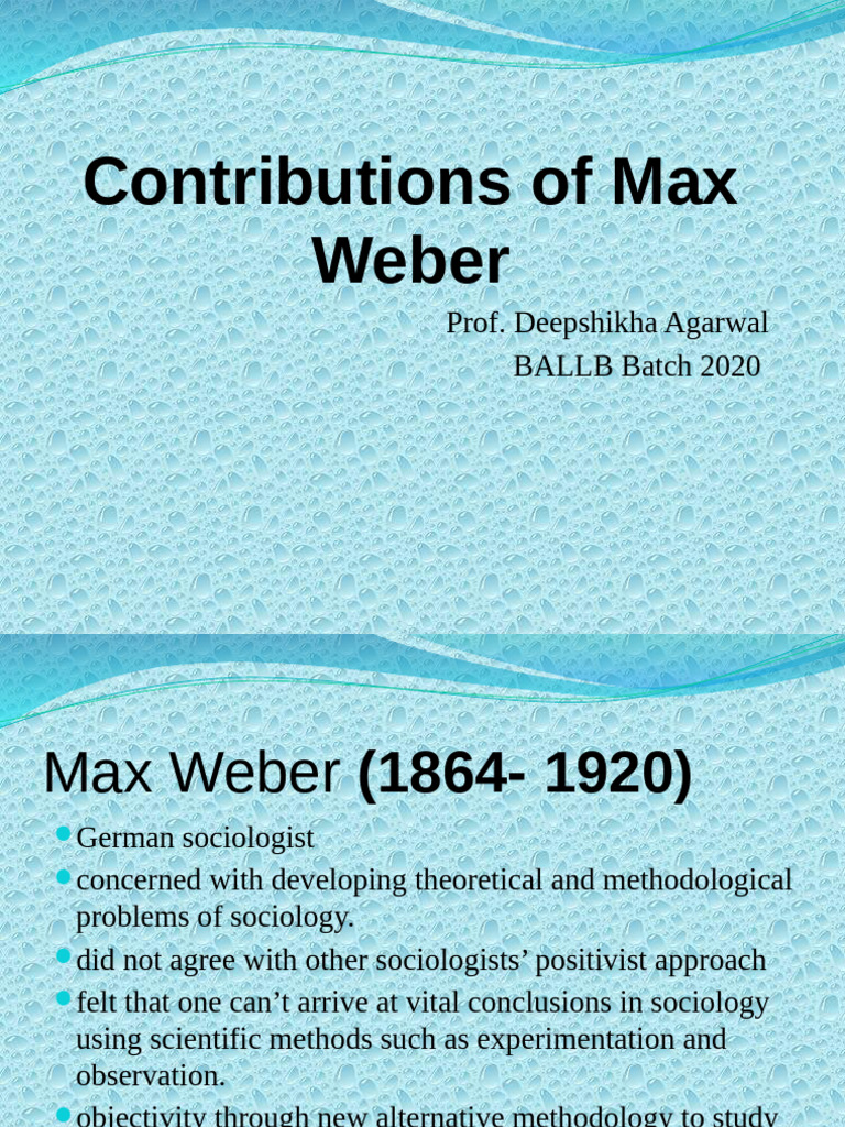 Contributions of Max Weber | PDF