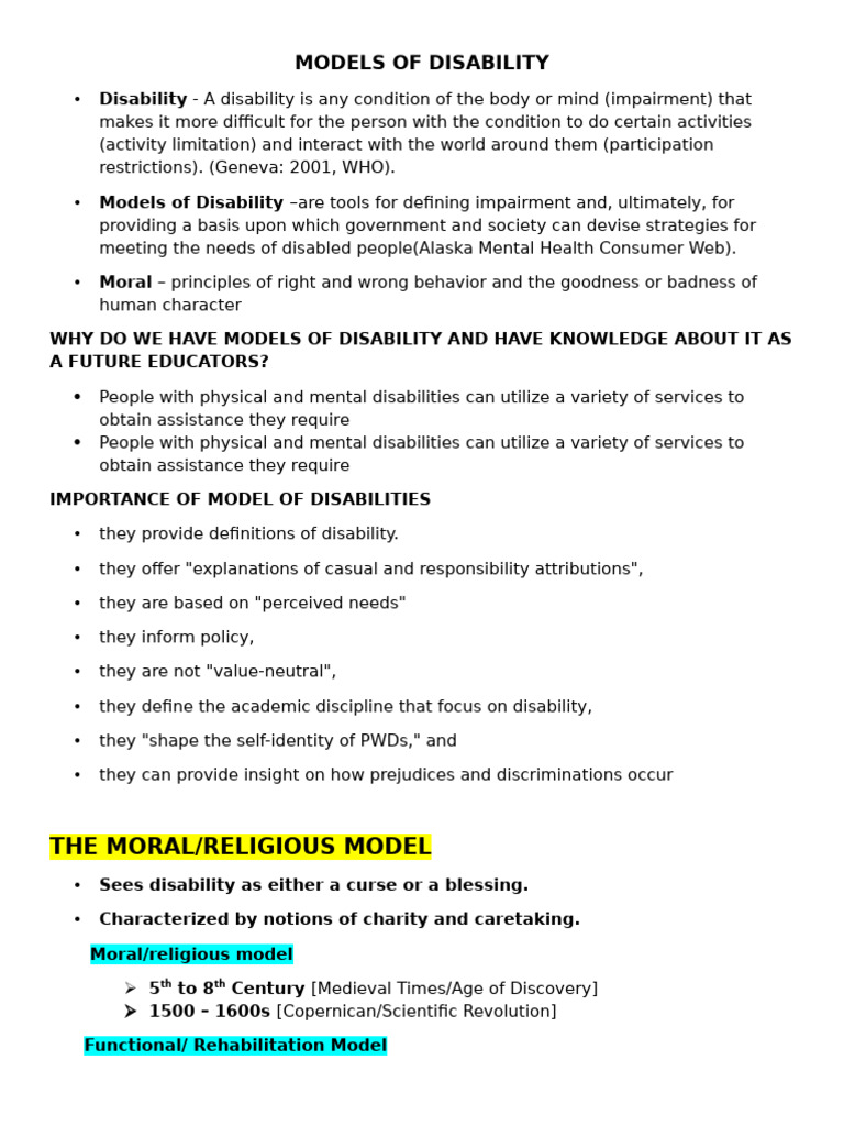 Models of Disability | PDF