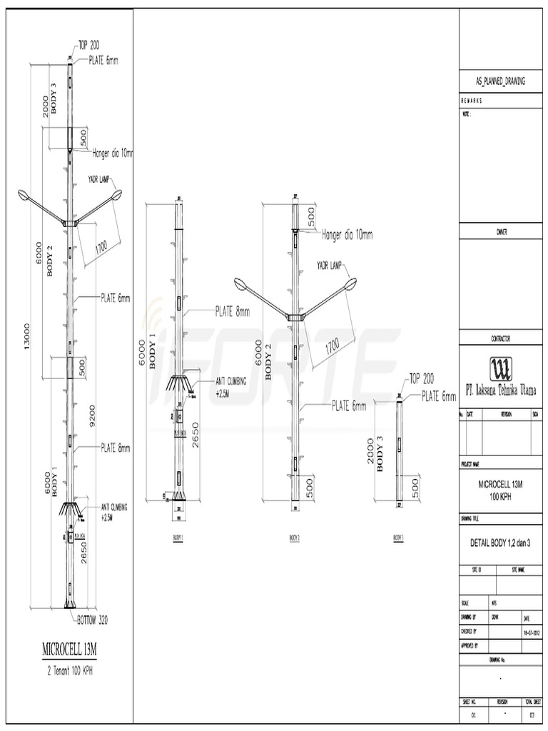 Standard Drawing Pole 13 Meter 2 Tenant Hexagonal - Publish | PDF