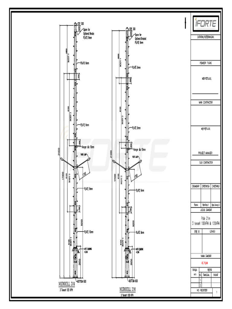 Standard Drawing Pole 21 m Hexagonal 3 Tenant IFORTE_publish | PDF