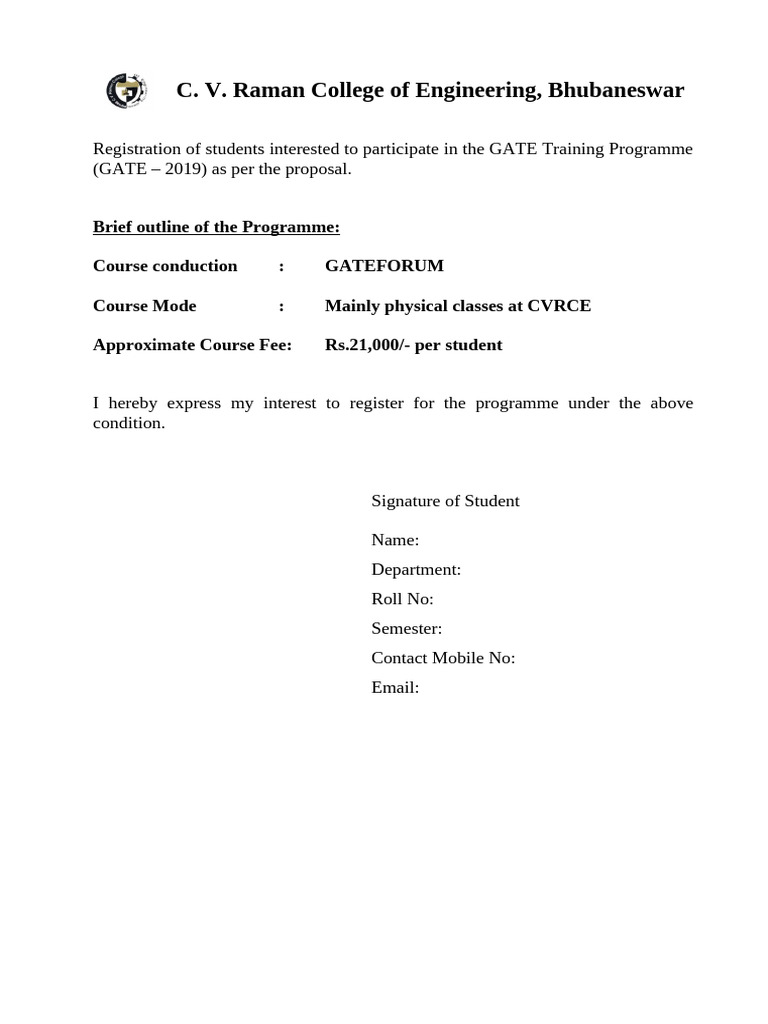 GATE Registration Format | PDF