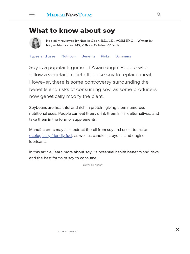 MedNewToday - 2019.1022 - Soy - Types, Benefits, and Nutrition | PDF