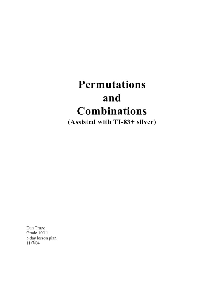 Permutation and Combinations | PDF | Homework | Teaching Mathematics