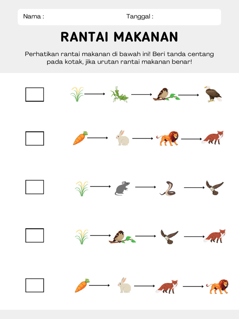 LKPD Urutan Rantai Makanan | PDF