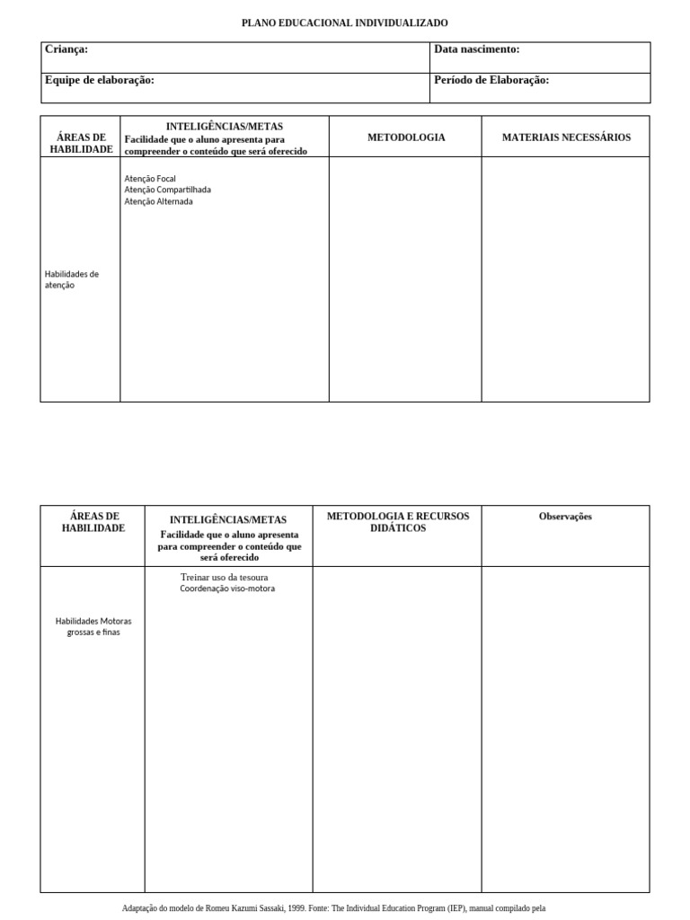 Modelo-Pei-Plano-Educacional-Individualizado 1 | PDF