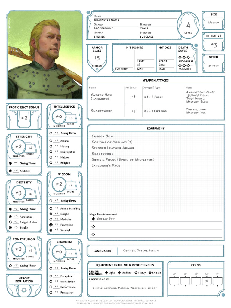 Hank Character Sheet | PDF