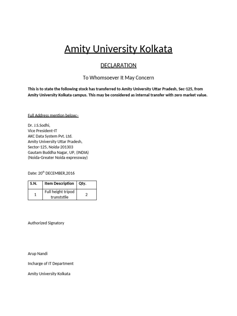 Declaration Laptop | PDF