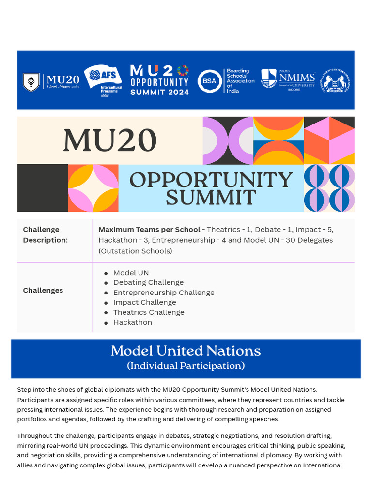 MU20 Opportunity Summit 2024 Challenge Description | PDF
