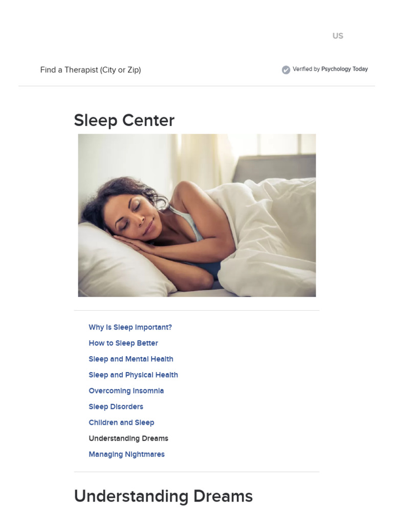 Understanding Dreams - Psychology Today | PDF