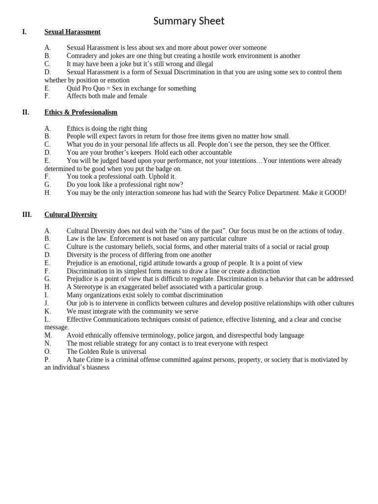 CD SH EP Summary Sheet | PDF
