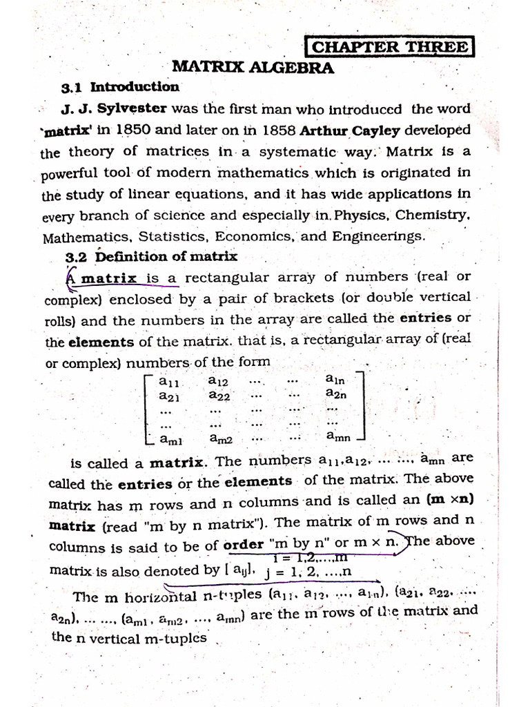 Matrix Algebra | PDF