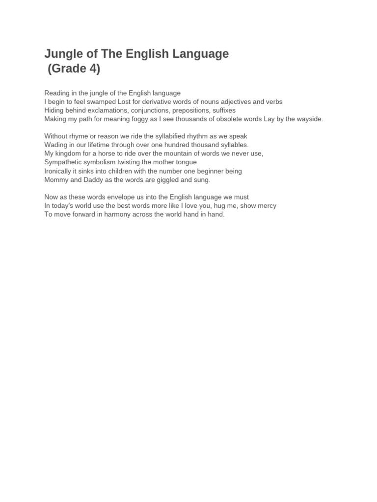 Jungle of the English Language Grade 4 | PDF