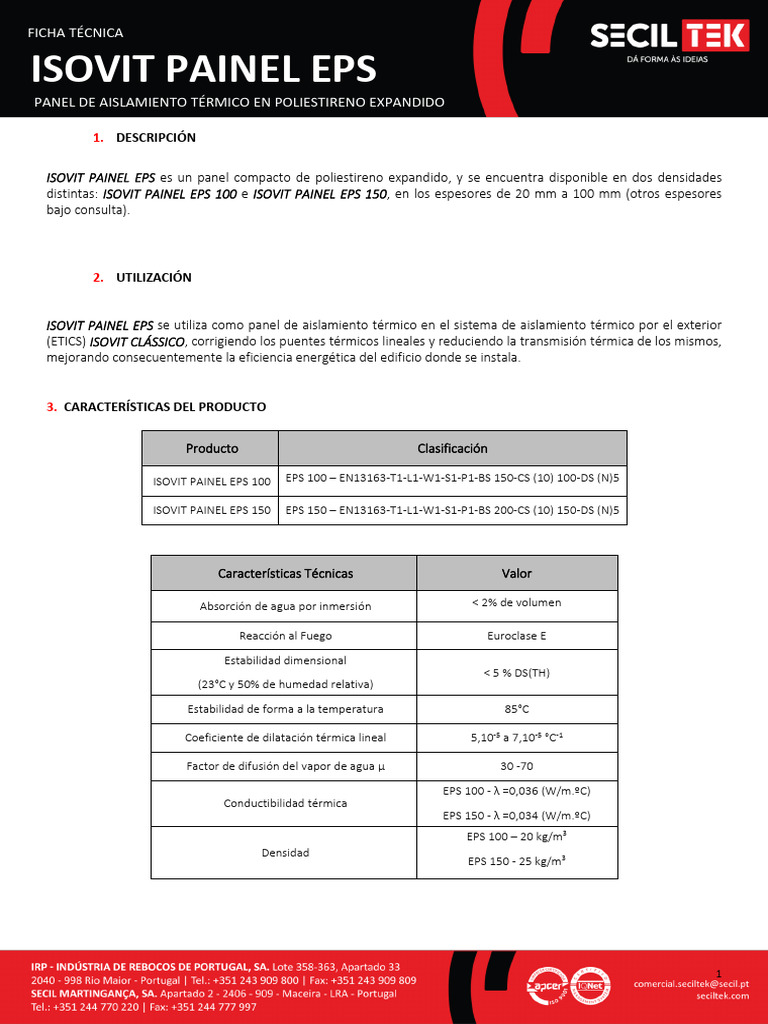 Ficha Técnica Isovit Painel em Poliestireno Expandido EPS 100-150 - ES ...