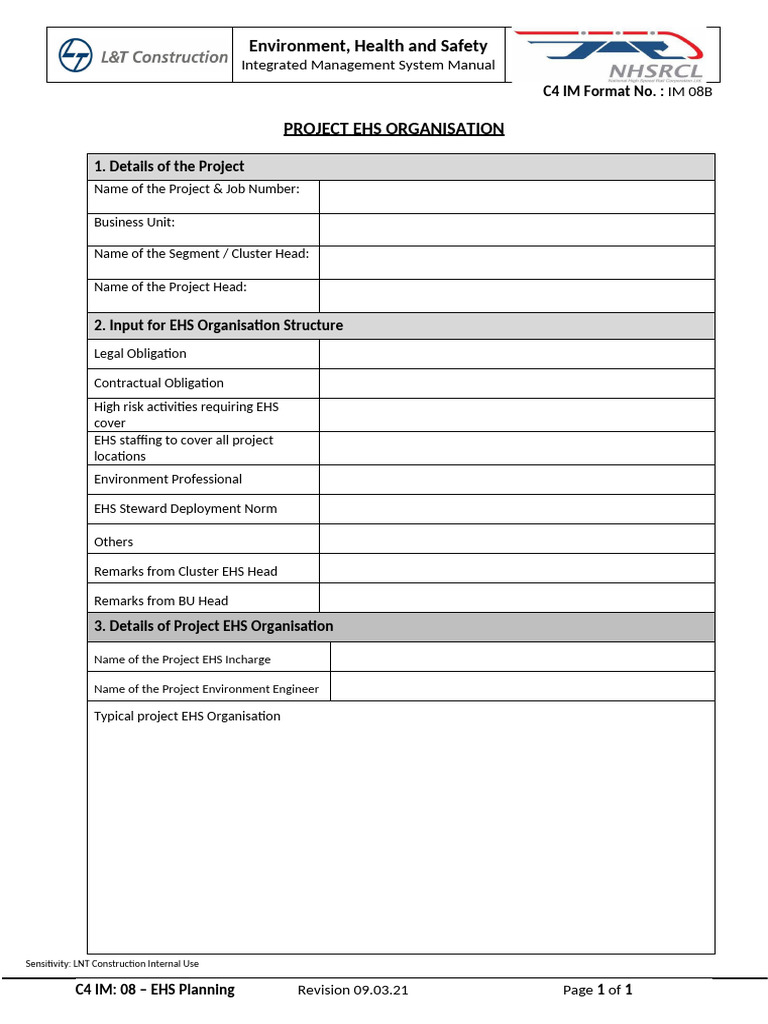 C4 IM 08 B Project EHS Organisation | PDF