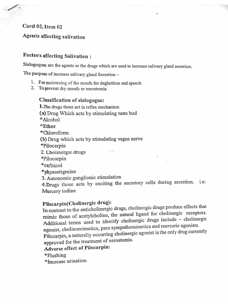 Agents Affecting Salivation | PDF