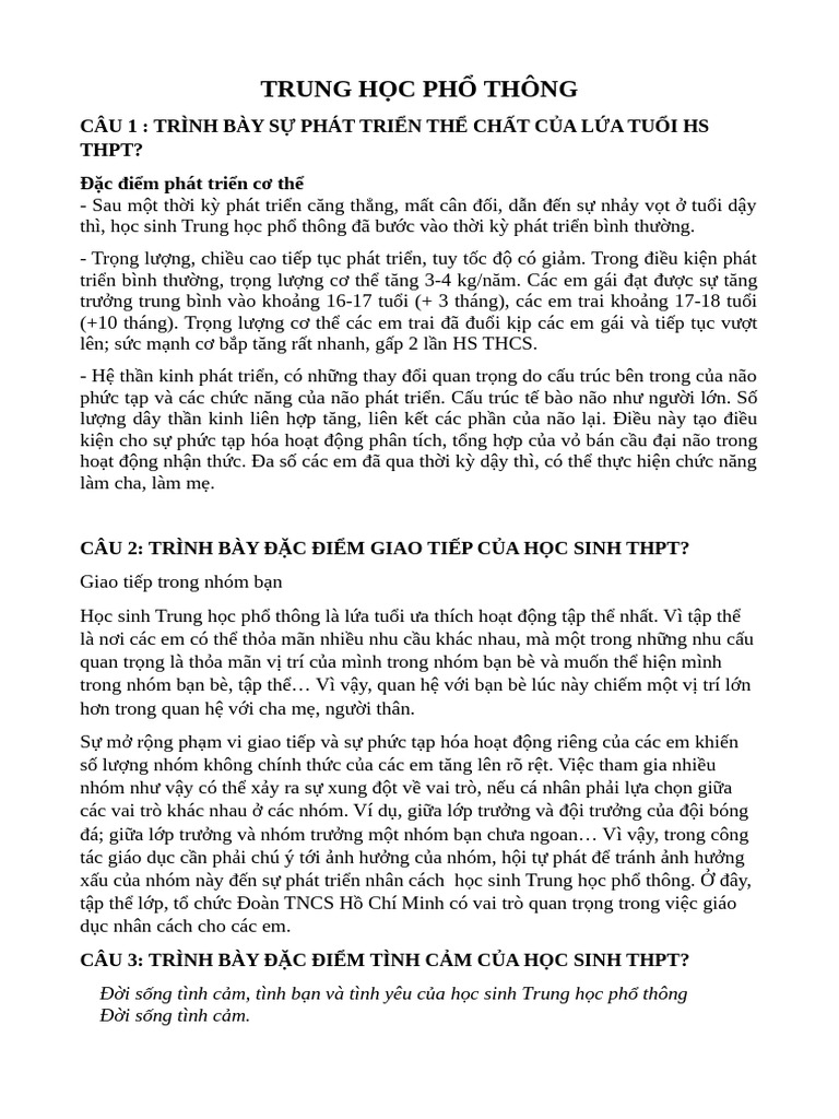 Đề cương TLH 2 | PDF