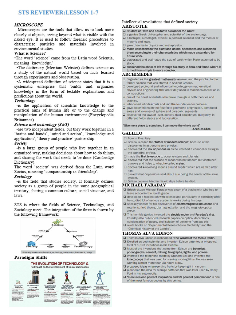 Sts Reviewer 1 7 | PDF