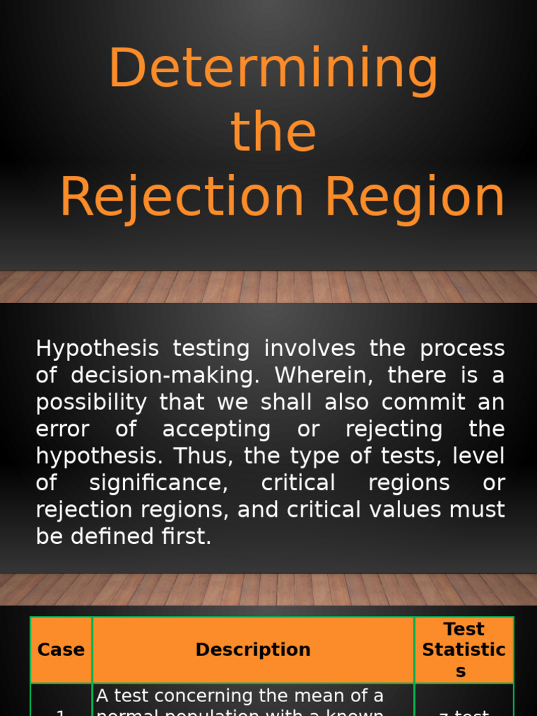 Determining Rejection Region | PDF