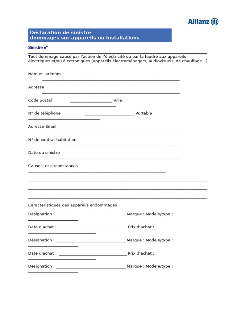 001-Dommages Electriques Declaration | PDF