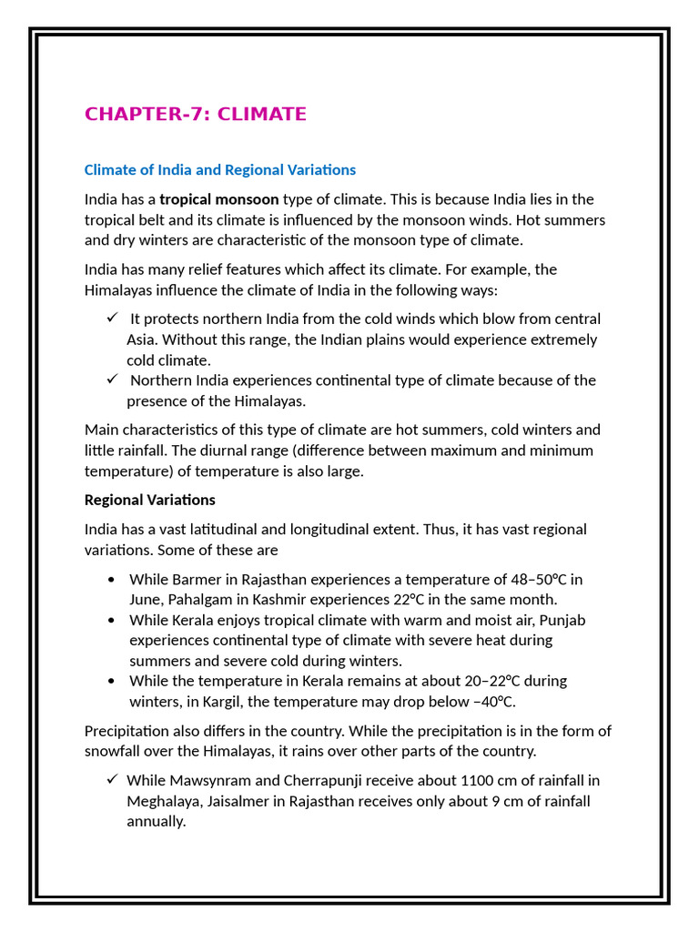 Ch-7 Class-X Geo Sas | PDF | Monsoon | Science & Mathematics