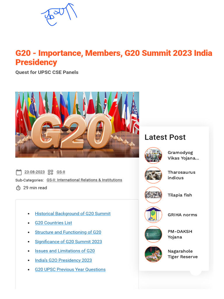 G20 - Importance, Members, G20 Summit 2023 India Presidency: Latest ...