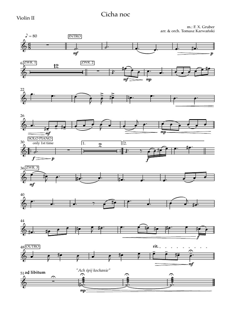 Cicha noc - Violin II | PDF