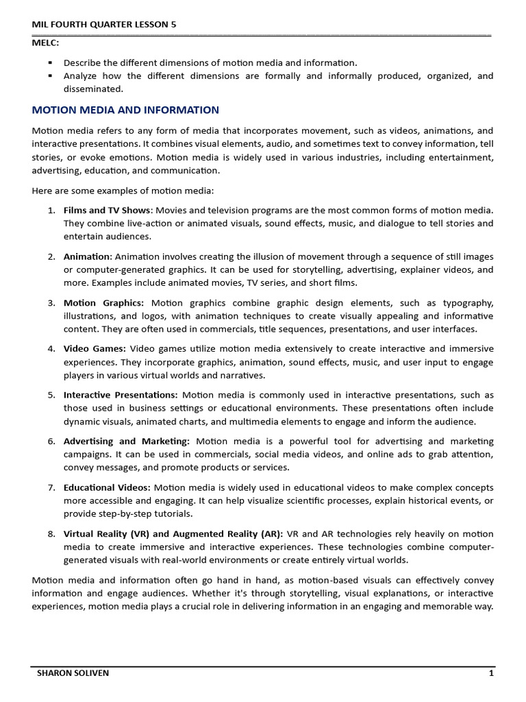 MIL 4Q Lesson 5 | PDF | Cinematography | Camera