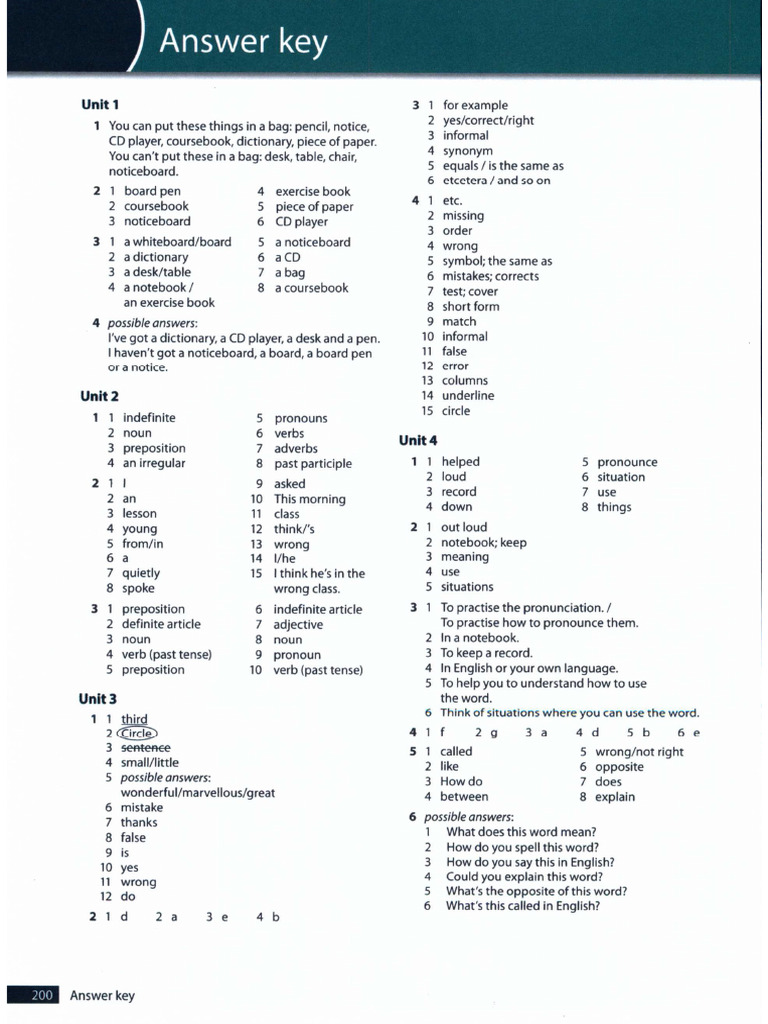 Answer Key Basic Words Skills | PDF