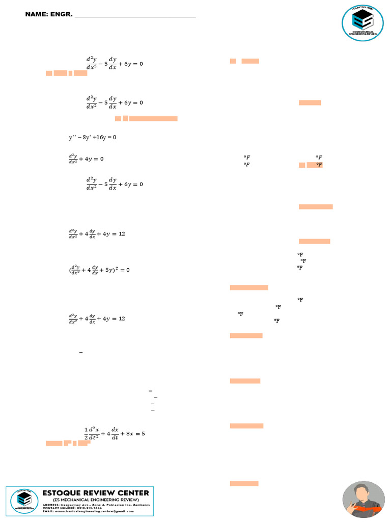 DIFFERENTIAL EQUATION 2-HANDOUTS ASNWERD | PDF