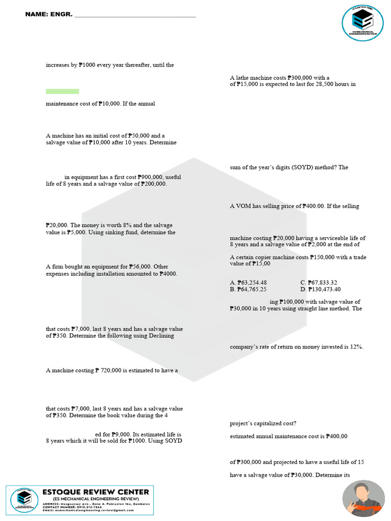 ENGINEERING ECONOMICS 2-HANDOUTS | PDF