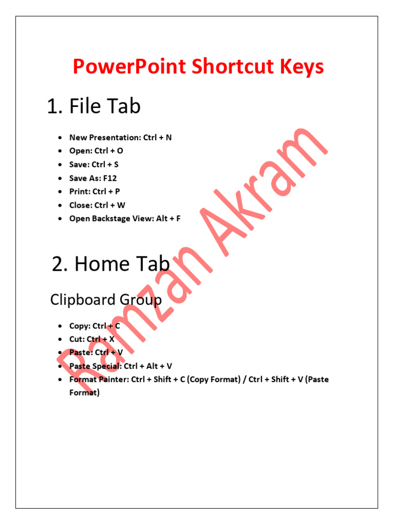PowerPoint Shortcut Keys | PDF