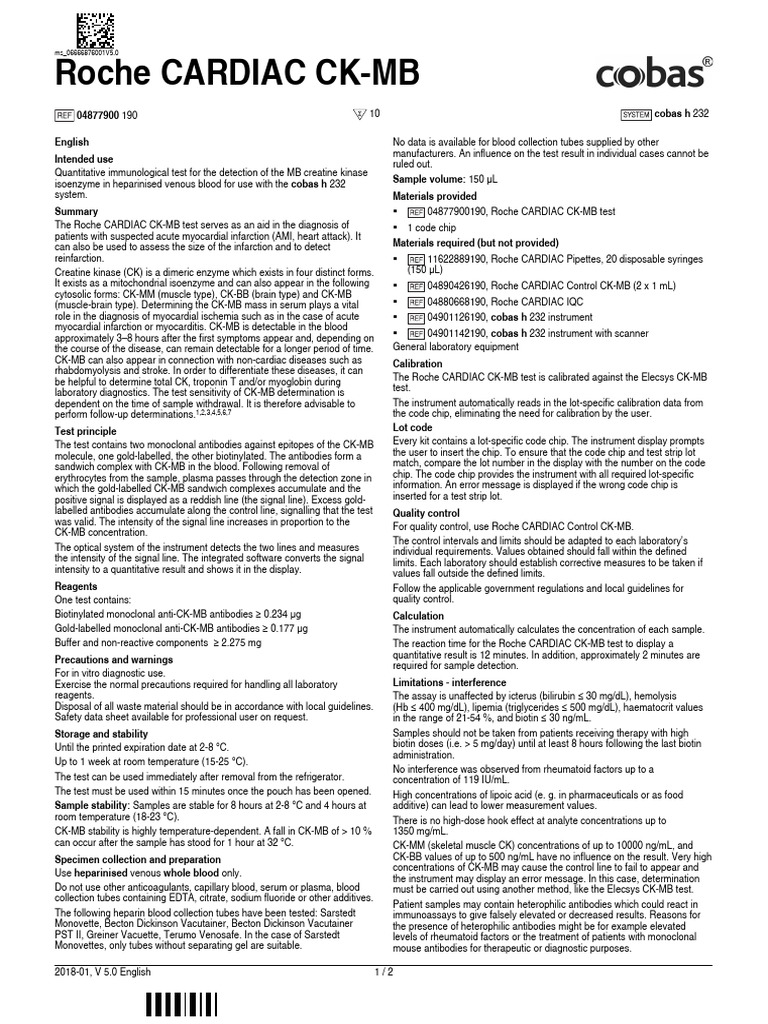 Insert - Roche CARDIAC CK-MB - Ms - 06666876001.v5.en | PDF