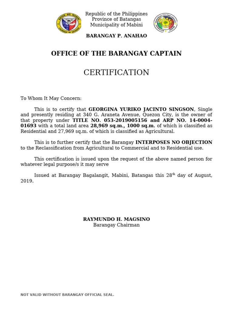LAND-RE-CLASSIFICATION format | PDF