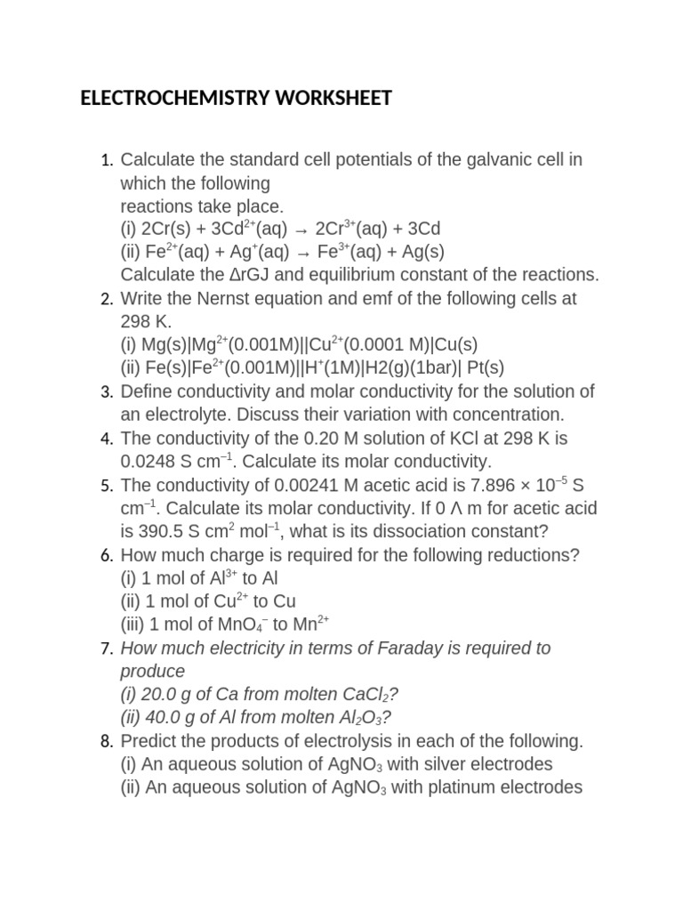 Grade 12 Nahda Electrochem | PDF