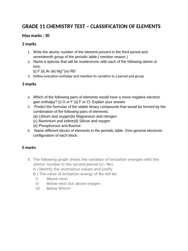 Grade 11 Chem QP | PDF